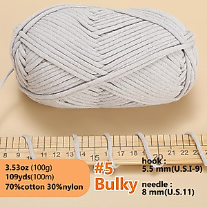 Yarn for Crocheting,100g Soft Yarn for Crocheting,Crochet Yarn for Sweater,Hat,Socks,Blankets(Grey)