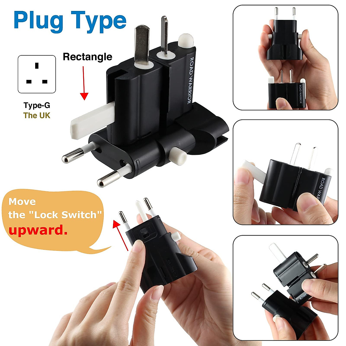 ROAD WARRIOR Universal Travel Plug Adapter Europe/UK/Australia/USA/India/China Compact Does Not Convert Voltage RW101BK Black