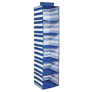 iDesign InterDesign ID jr Fabric Hanging Closet Storage Children's Clothing, Blankets, Toys, Bedding, Shoes, Accessories-6 Shelves, Navy/White IDjr Rugby 6 Shelf Sweater Organizer