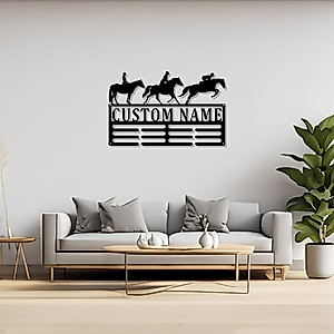 Custom Equestrian Medal Holder Light, Personalized Equestrian Player Name Medal Hanger, Equestrian Medal Display Awards Sign, Equestrian
