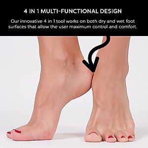 4 in 1 The Pedi Care Stick 4 Sided Pedicure Paddle Metal File and Emery Board Tool with Pumice Stone for Feet by DreamCut