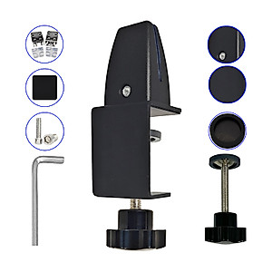 Jhanw Sneeze Guard Support Clips for 1/8" to 0.51" Thick Panel, Adjustable Desk Divider Clips, Aluminum Desk Partition Clamp, Acrylic Plexiglass Partition Clips Black, Desk Privacy Panel Clamps 6 Pack