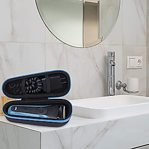 Khanka Hard Travel Case Replacement for Braun Series 3/5 5018s 3010 340S-4 3050 390CC-4 380S-4 3040 Electric Foil Shaver Men's Razor, Case Only (Black&Blue)
