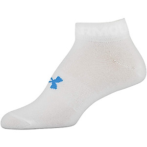 Under Armour Women's Essential Lightweight Low Cut Socks, 6-Pairs, White, Medium