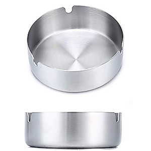 Pack of 3 Cigar Ashtray Tabletop Round Stainless Steel Ash Tray Suitable for Cigarette Ash Holder for Home