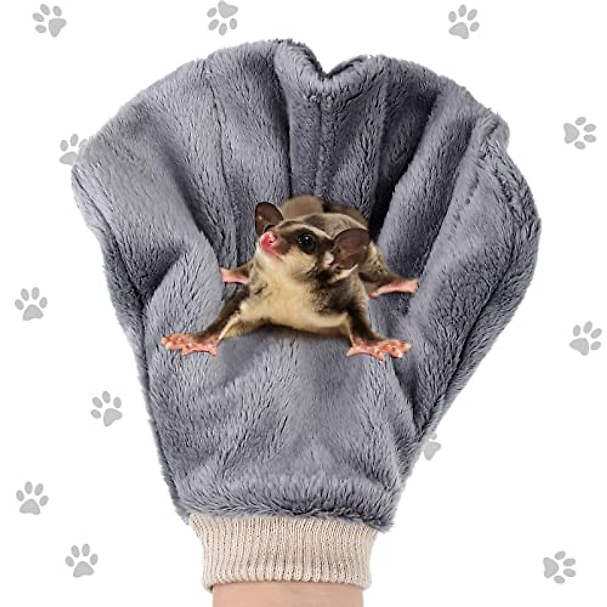 2 Pcs Sugar Glider Bonding Mitt, Calming Sleeping Glove, Bite Proof Animal Handling Gloves, Hedgehog Accessories Calming Glove for Train Your Sugar Glider Small Animals Hamster Rats Pet (Gray)