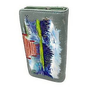 Shag Wear Large Better Outdoors Camping and Outdoors Summer BiFold Wallet for Women and Teen Girls Vegan Faux Leather Green 7"