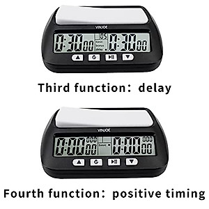 VINJOE Chess Clock Digital Chess Timer, Portable Digital Chess Clock & Game Timer for Board Games with Basic, Bonus, Delay and Positive Time Features Best Gifts for Christmas(Include Battery)