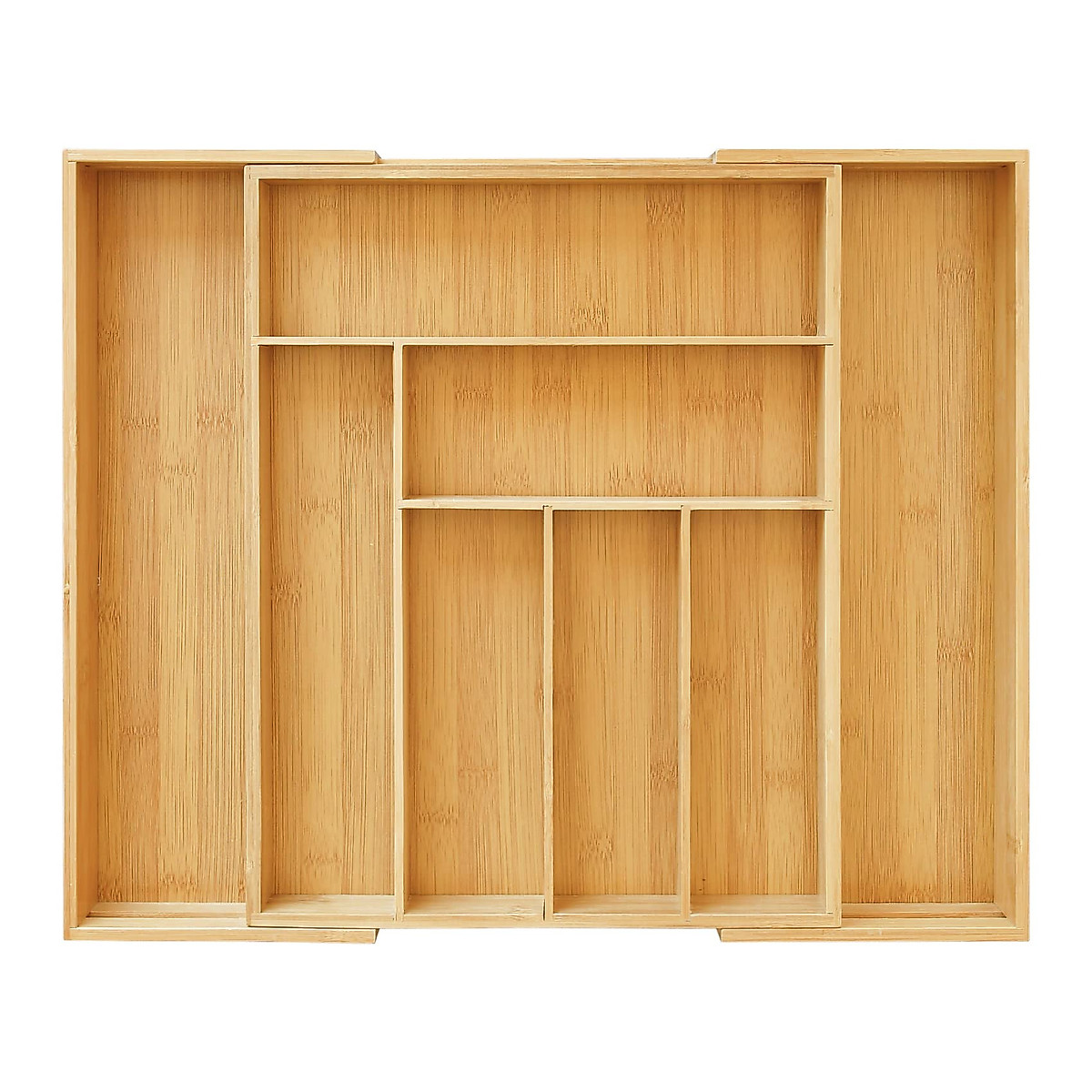 ZROOY Expandable Bamboo Kitchen Silverware Organizer Drawer for Utensils Holder and Cutlery, 8 Compartments for Drawer Tray with Grooved Drawer Dividers , Flatware and Kitchen Utensils (Natural)