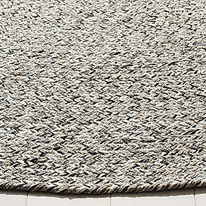 SAFAVIEH Braided Collection 3' Round Ivory / Steel Grey BRD256A Handmade Country Cottage Reversible Cotton Area Rug