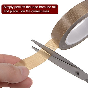HARFINGTON Fabric PTFE Tape Roll, 0.5" x 33 ft High Temperature PTFE Adhesive Tape 0.13mm Thickness for Vacuum Sealer Machine Hand Impulse Sealers, Brown