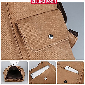 Yookeyo Canvas Flap Drawstring Backpack School Bag Travel Bag for Middle School