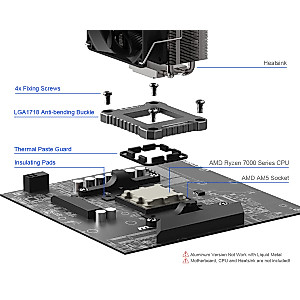 ElecGear AMD CPU Contact Frame for Ryzen 7000 Zen4 Series, Aluminum Mod ILM for AMD AM5 LGA1718 Socket, Replacement CPU Fixing Buckle with Thermal Paste Guard