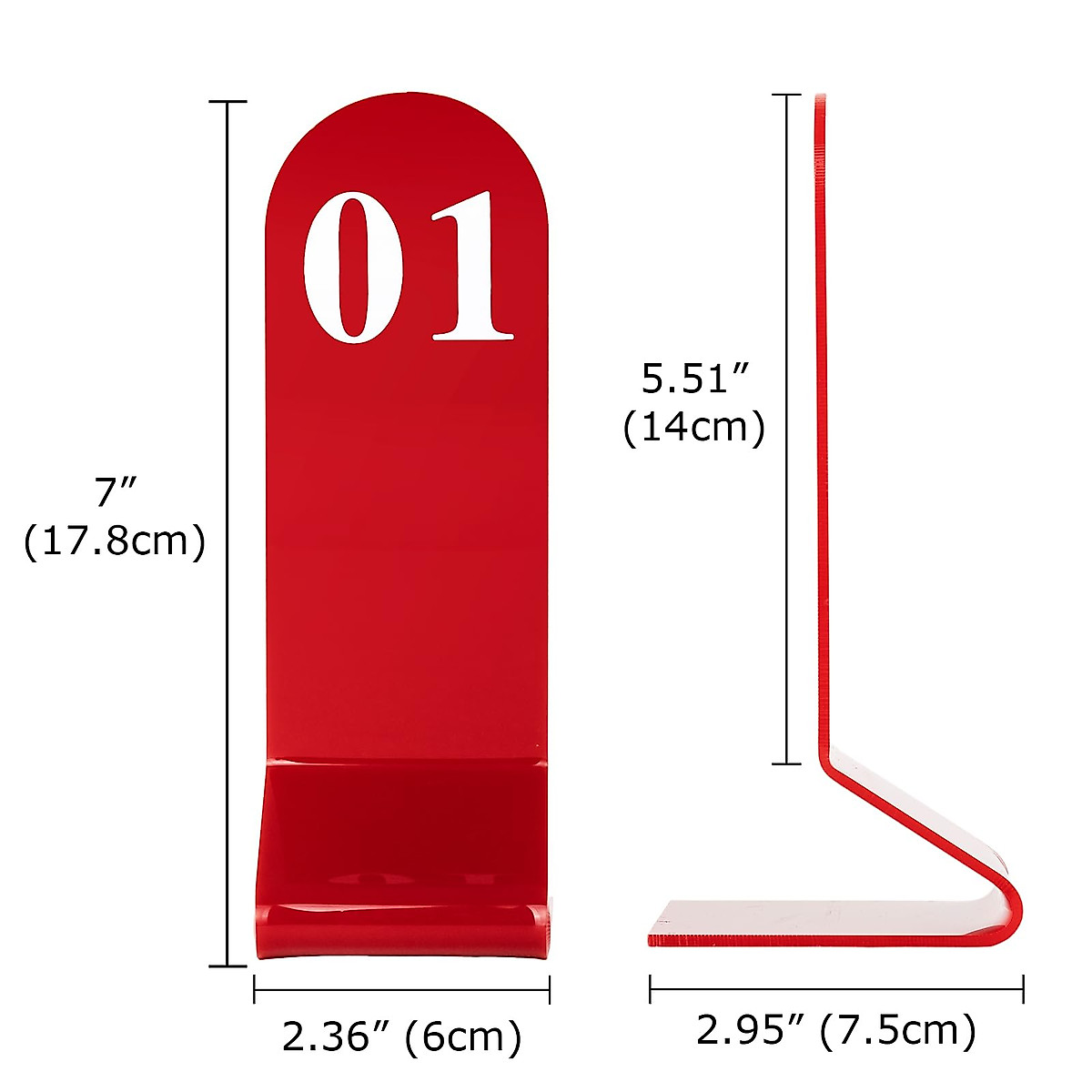 Muka Set of 10 Acrylic Double Sided Table Numbers, Number Signs for Wedding Restaurant Banquet-Red-Number 1to10