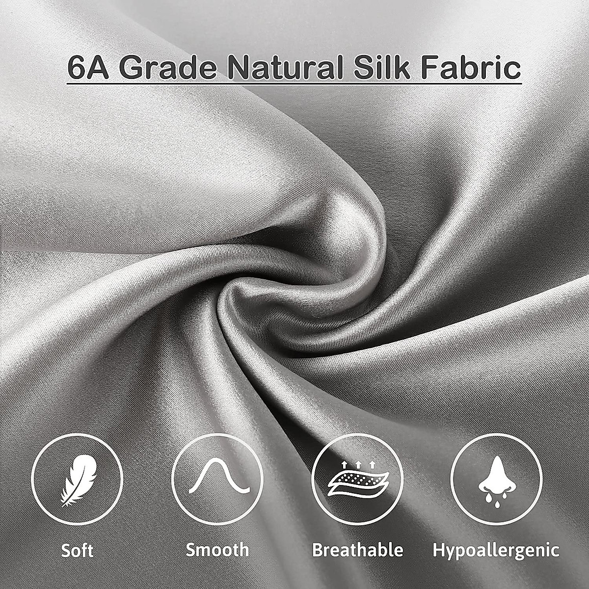 ATreebag Pillowcase 100% Mulberry Silk for Hair and Skin, Double Sided 19 Momme Pure Silk Pillow Case with Hidden Zipper and Gift Box (Silver Grey, 1 PC, Toddler 13"x18")