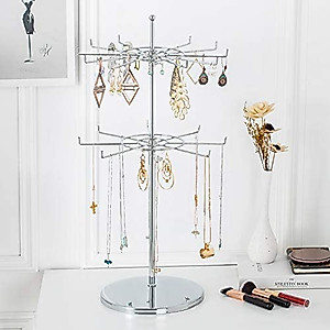 APL Display - Display Rack Jewelry Display Stand Retail Display Stand 2 Tier Display Stand Height Adjustable Display Rack Rotating Display Stand for Mall,Exhibition and Retail Store(Silver)
