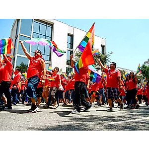 Gay Pride Flag 3x5 Outdoor- All Inclusive Rainbow Pride 100D Polyester Material Vivid Color LGBTQ Support Gay Pride Rainbow Banner with 2 Brass Grommets