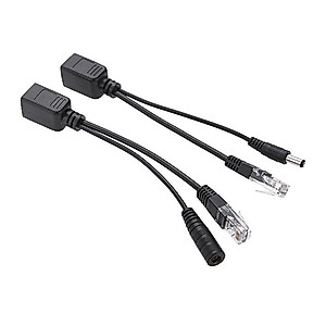 BeElion 2Kits 4PCS Passive PoE Injector and Splitter Kit with 5.5x2.1 mm DC Power Adaptor Connector,Black