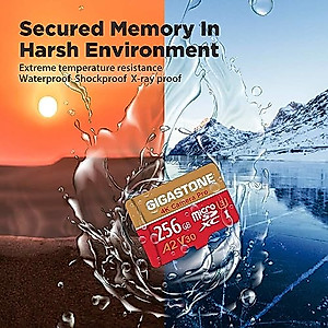 [5-Yrs Free Data Recovery] Gigastone 256GB Micro SD Card, 4K Camera Pro MAX, A2 V30 MicroSDXC Memory Card for Smartphone, Gopro, Action Cams, 4K UHD Video, Up to 130/85 MB/s, UHS-I U3 C10 with Adapter