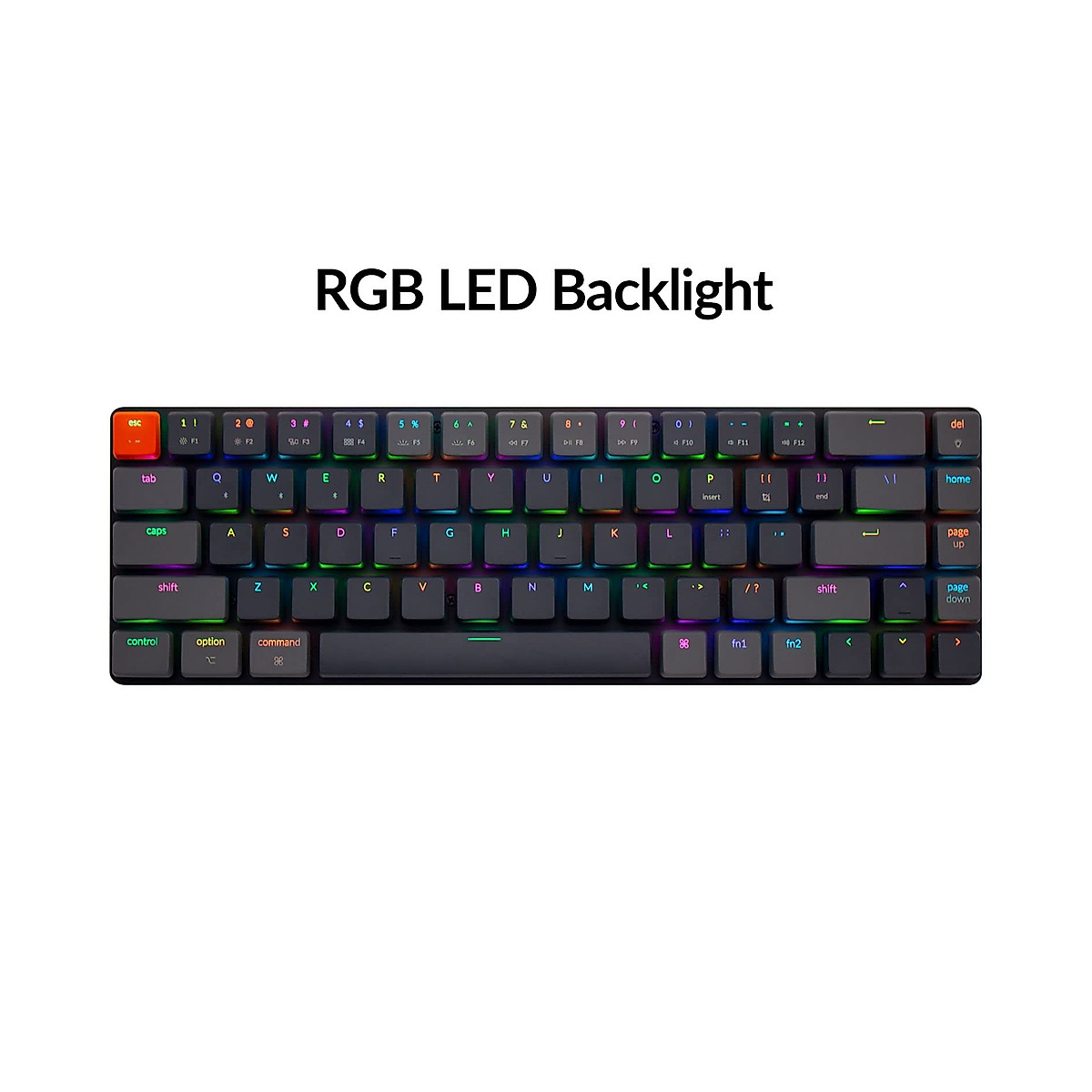 Keychron K7, 68 Keys Ultra-Slim Wireless Bluetooth/Wired Mechanical Keyboard with Low-Profile Gateron Mechanical Brown Switch, RGB LED Backlit Compatible with Mac Windows