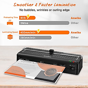 ANWIKE Laminator Machine, Laminate up to 9-Inch A4 Paper with 20 Thermal Laminating Pouches Sheets Trimmer and Corner Rounder for Home Office School Use, 90s Fast Warm-up