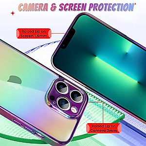 Bonoma iPhone 13 Pro Max Bling Laser Case - Iridescent Crystal, Shockproof, Anti-Skid, Camera + 2 Screen Protectors - Purple