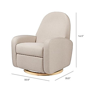 Babyletto Nami Recliner and Swivel Glider in Performance Beach Eco-Weave with Light Wood Base, Water Repellent & Stain Resistant, Greenguard Gold and CertiPUR-US Certified