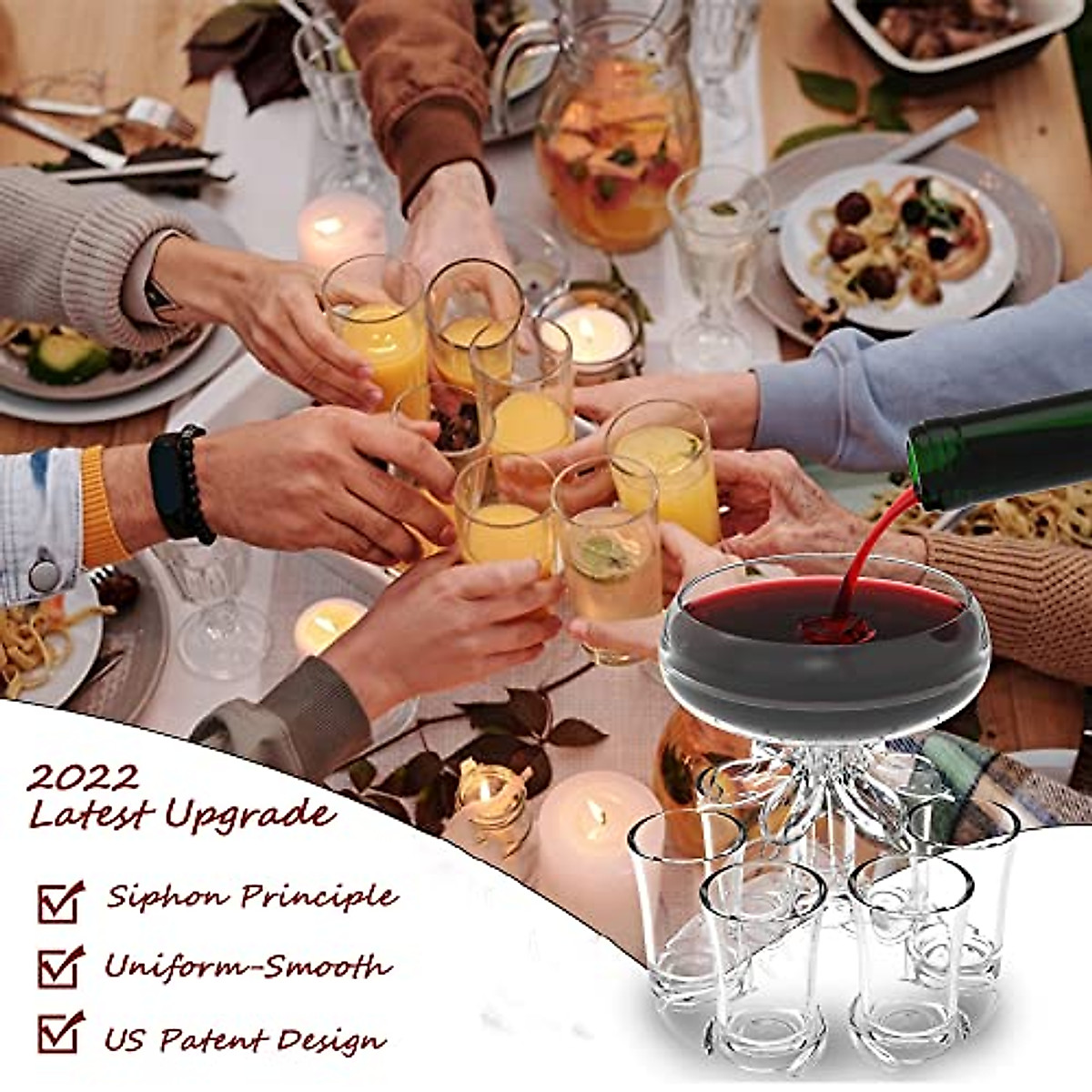 ALEVMOOM 6 Shot Glass Dispenser and Holder Dispenser For Filling Liquids Multiple 6 Shot Dispenser,Bar Shot Dispenser,Cocktail Dispenser,Carrier Liquor Dispenser Drink Tool,Dispenser With Slogan