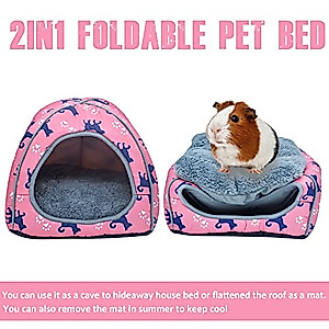 AFYHH Rabbit Guinea-Pig Bed House - Small Animal Cozy Cave Large Hideout Hides Hamster Hedgehog for Chinchilla Bearded Dragon Guinea Pig Accessories (Rose)