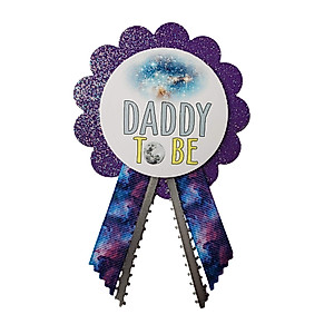2 Mommy & Daddy to Be Button Pins Galaxy Baby Shower It's a Girl Boy for parents to wear, Purple Glitter Sprinkle