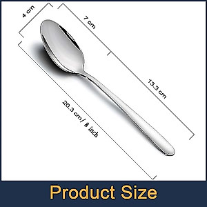 32 Piece Dinner Spoons Set, APEO 8 Inch Spoons, Silverware Spoons Only, Stainless Steel Spoon, Mirror Polished, Table Spoons for Eating, Home, Kitchen, Restaurant, Dishwasher Safe
