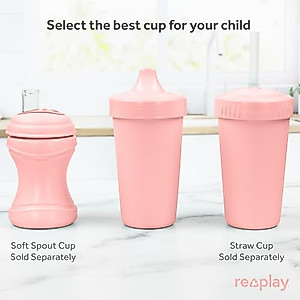 Re-Play Made in USA 10 Oz. Sippy Cups for Toddlers, Pack of 1 - Reusable Spill Proof Cups for Kids, Dishwasher/Microwave Safe - Hard Spout Sippy Cups for Toddlers 3.13" x 6.25", Blush