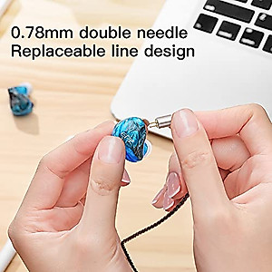 EPZ Q1 13mm Dynamic Drivers in Ear Headphones Wired Earphones Monitor HiFi Music Waterproof Headset with Detachable 0.78mm Cable Earbuds (No Micro, Blue)