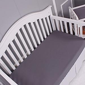 Belsden 3 Pack Soft Waterproof Crib Sheets, Wipeable Machine Washable Crib and Toddler Mattress Pad Cover, Fitted Microfiber Baby Sheets Set, 28’’x 52’’, Light Grey & Dark Grey & Apricot