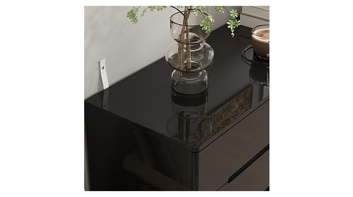 Hitow 8-Drawer Modern Black Bedroom Dresser with LED Light