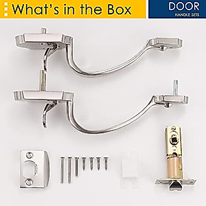 Single Cylinder HandleSet Double Side Door Handle for Entrance and Front Door Reversible for Right and Left Handed Doors, Camelot Trim Lower Half Handle Set in Satin Nickel Finish