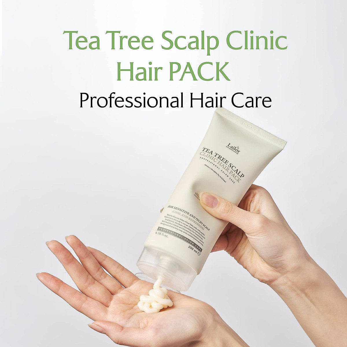 LA'DOR Hair Conditioner - Tea Tree Scalp Clinic Hair Pack, 6.76 Fl Oz - Calming & Nourishing with Snail Mucin, Green Tea, Aloe for Itchy Sensitive Dry Flaky Damaged Scalp
