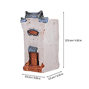 Cabilock 1pc Flowerpot Desktop Flower Vase House Shaped Planter Pot Ceramic Pot Small Plant Pots Cute Flower Pots Chinese Style Flower Planter Planters Mini Ceramics Green Plants Penholder