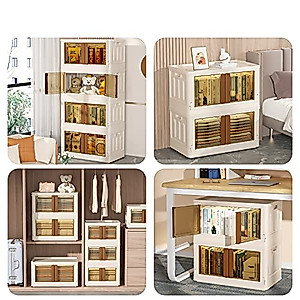 Stackable Closet/Trunk Organizers and Storage, Dorm Room Essentials, 8.4 Gal, Collapsible Cube Storage Bins/ Box with Lids and Doors, Plastic Car Organizer, 3 Pack