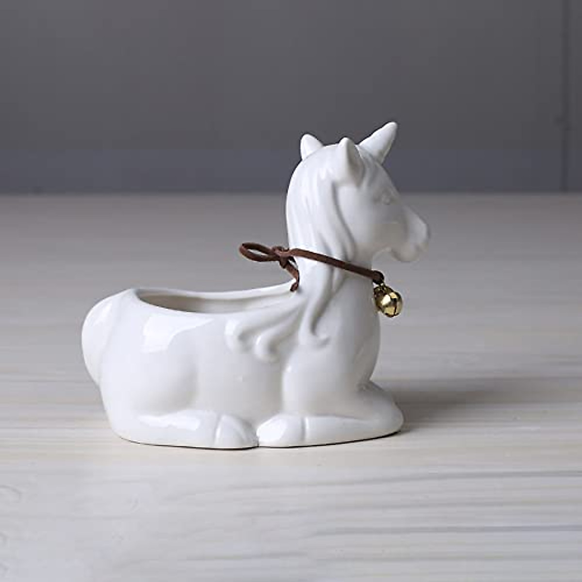 YONGYAN Horse Shape Flower Pot Statue Decoration Ceramics Garden Planters Containers Pot Bookshelf Office Desktop Decor