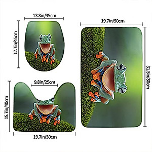 AOYEGO Tree Frog Laughing Bathroom Rugs Set of 3 Natural Animal Closeup Small Isolated Flying Fog Non Slip 31.5X19.7 Inch Soft Absorbent Polyester for Tub Shower Toilet