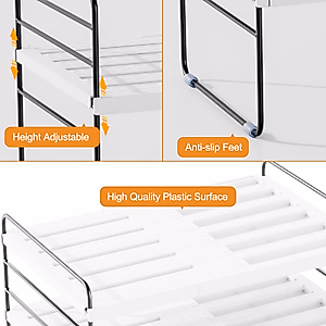 Meetwoods Kitchen Cabinet Organizer, Expandable Aluminum Foil and Plastic Wrap Organizer, Cabinet Pantry Organizers and Storage Rack, Kitchen shelf Pantry shelves, Spice Rack, 9.8'' to 15.6''L, White