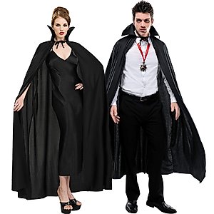 Amscan Full Length Black Cape Costume Accessory - Standard Size (Pack of 1) - Elegant, Mysterious Fabric Drape for Costumes & Occasions