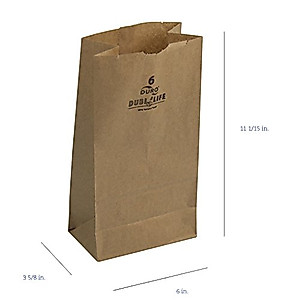 Duro ID# 18406 6# SOS Bag 35# 100% Recycled Natural Kraft, 6" H, 500 Piece