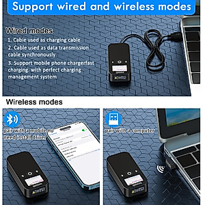 symcode Bluetooth Barcode Scanner with Display Screen Battery Level Time Display Works,Wireless 2D QR Bar Code Reader Scanner for Warehouse Supermarket Library