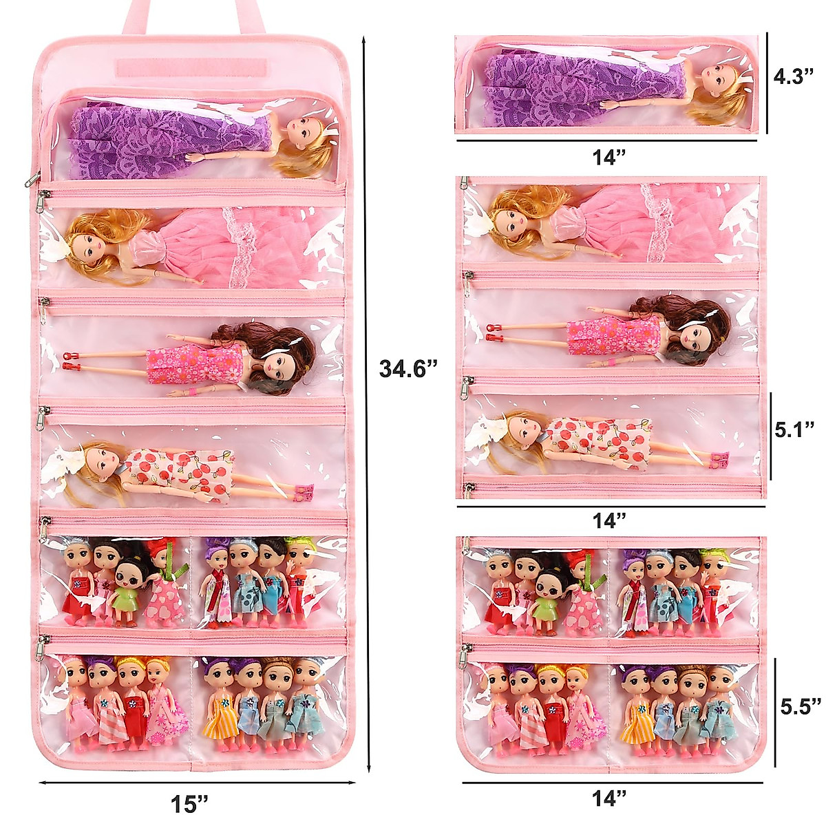JIANYA Dolls Storage Bag Toys Display Carrying Storage Organizer Clear View Compatible with All Surprise Dolls Small Toy, Mermaid Scales