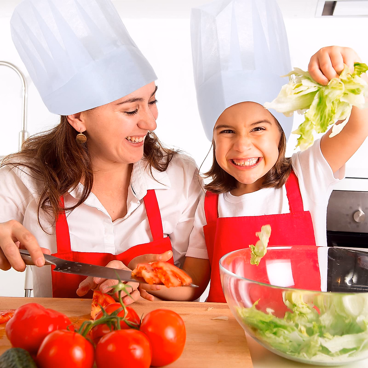 Jeyiour 150 Pieces Kids Chef Hat Adjustable School Cooking Cap for Children White bakers hat for kids Toddler Boys Girls Kitchen Baking Home Restaurant