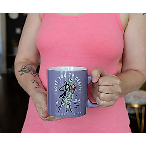 The Nightmare Before Christmas "Love You To Death" Jack and Sally Ceramic Coffee Mug, Oversized Large Cup | Novelty Drinkware For Tabletop | Official Disney Kitchen Accessories | Holds 20 Ounces