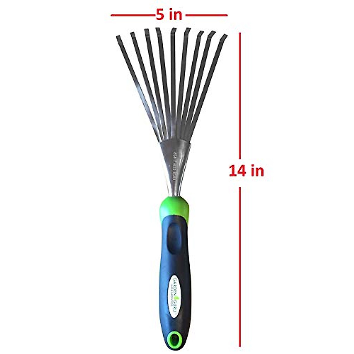 Garden Guru Stainless Steel Hand Rake Soil Tiller with Ergonomic Handle, Great for Gardening, Cultivating, Loosening Soil & Spreading Mulch