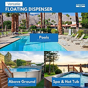Aquatix Pro Pool Chlorine Floater Dispenser for 1 to 3 inch Tablets, Large & Durable Floating Dispenser for Spa, Hot Tubs, In-ground & Above Ground Small & Large Pools, Adjustable Flow Rate